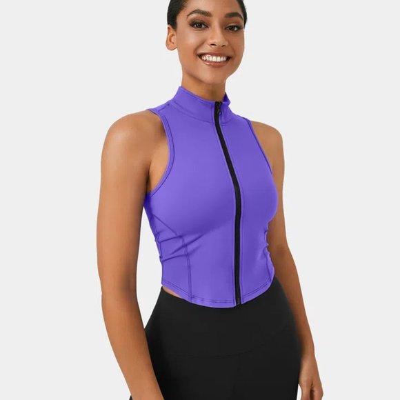 HALARA | Tops | Halara Mock Neck Zip Front Tank Top Xs | Poshmark